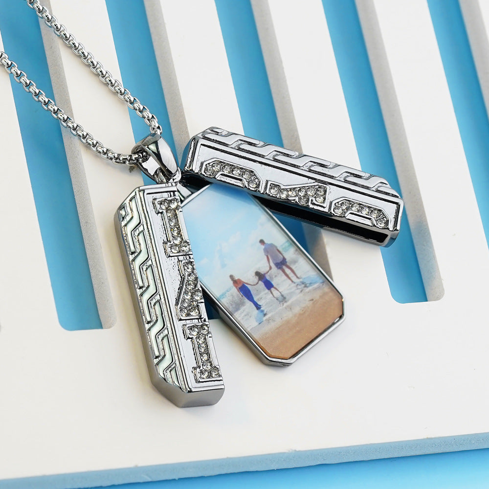 Dad Locket Necklace Personalized Photo Necklace-L007 – MEMOJEWELS