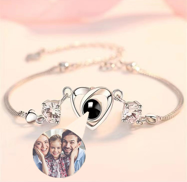Personalized Photo Projection Bracelet 925 Sterling Silver Sweet Heart ...